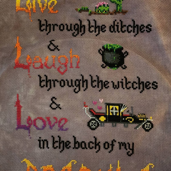 Dragula Cross Stitch Pattern, Spooky Live Laugh Love (PDF Pattern) - Etsy
