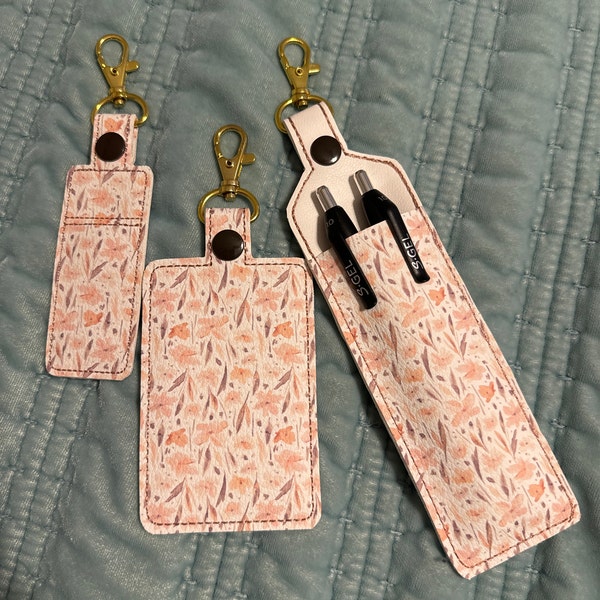 Blush Tiny Floral ID Holder, Personalized Bag Tag,custom ID Badge ...