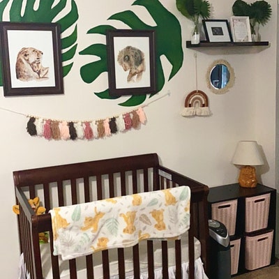 Lion Art Print Father's Day Gift Animal Art Dad and Baby Lion ...