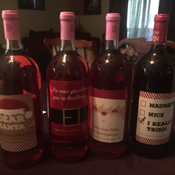 Prancing Plaid - Holiday Wine Bottle Labels for Christmas Parties ...