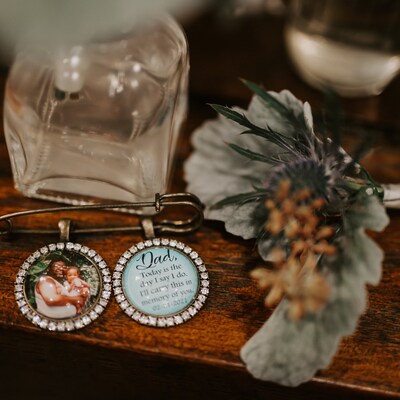 Custom Photo Groom Lapel Pin 2 Charm Rhinestone Lapel Pin Wedding ...