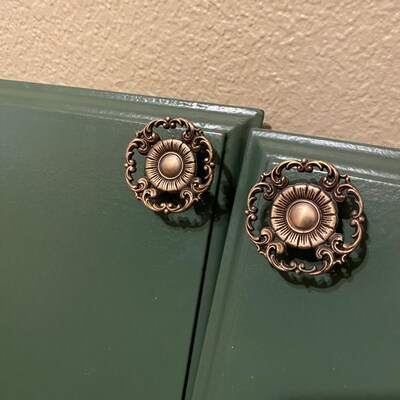 Vintage Polished Brass Finish Drawer Pulls Shell Ends, Art Deco Dresser ...