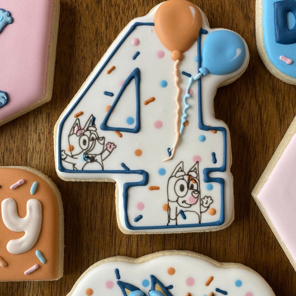 Number 4 With Balloons Cookie Cutter - Birthday Party Number Four ...