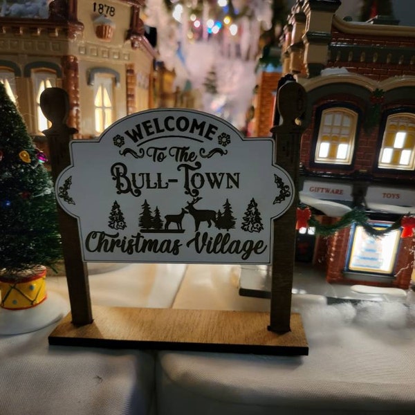Personalized Christmas Village Sign, Welcome to Our Village Sign ...