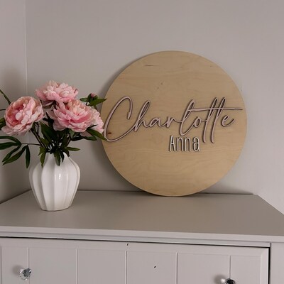 Customized Baby Name Sign, 12-36 Inch, Baby Shower, Round Plaque ...