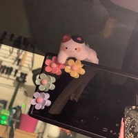 Cartoon Cat Car Review Mirror Decor, Cute Cat Figurine, Kawaii Car ...