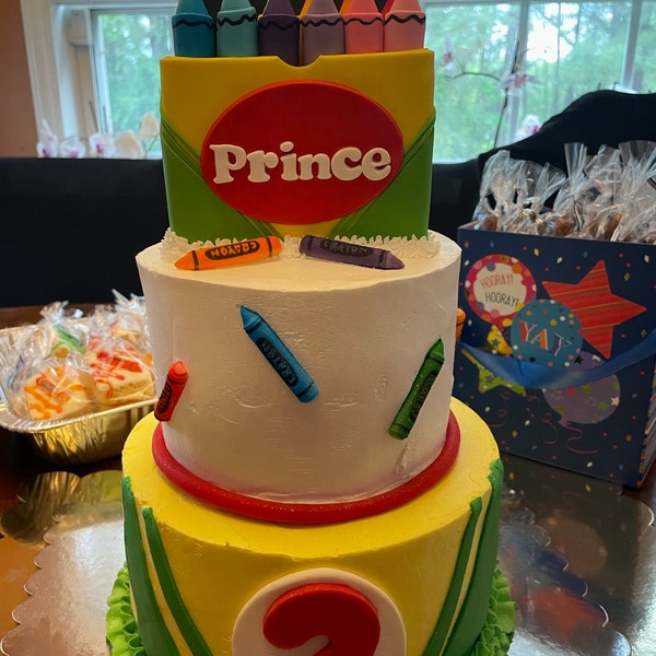 Fondant Crayon Box Cake Topper - Etsy