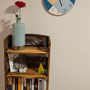 Minimalist Wall Clock With Numbers Large Wooden Clock Mustard and Gray ...