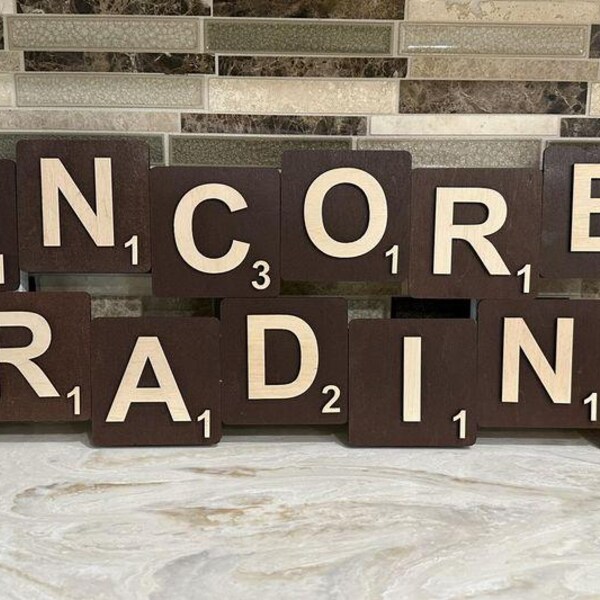 4x4 Wooden Scrabble Tiles Wall Art, Family Scramble Letters Sign, Wood ...