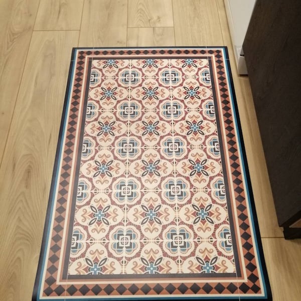 Supernova Red Vinyl PVC Mat, Linoleum Rug, Modern Home Decor, PVC Rug ...