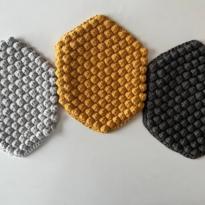 CROCHET PATTERN // Bobble Hexagon Trivet // Modern Trivet Pattern ...