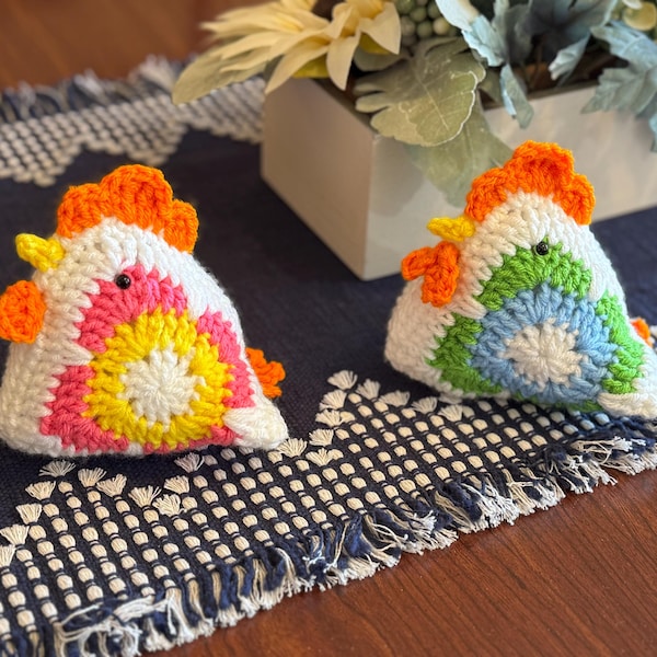 Crochet Pattern: Granny Square Chicken - Rustic Hen Crochet Decor ...