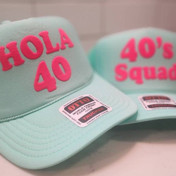 40th Birthday Trucker Hat, Hola 40 Hats, Hello Forty Caps - Etsy