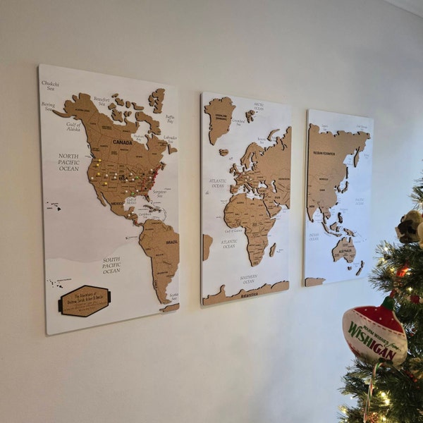 World Map Push Pin Wall Art With FREE Pins, Cork World Map Board ...