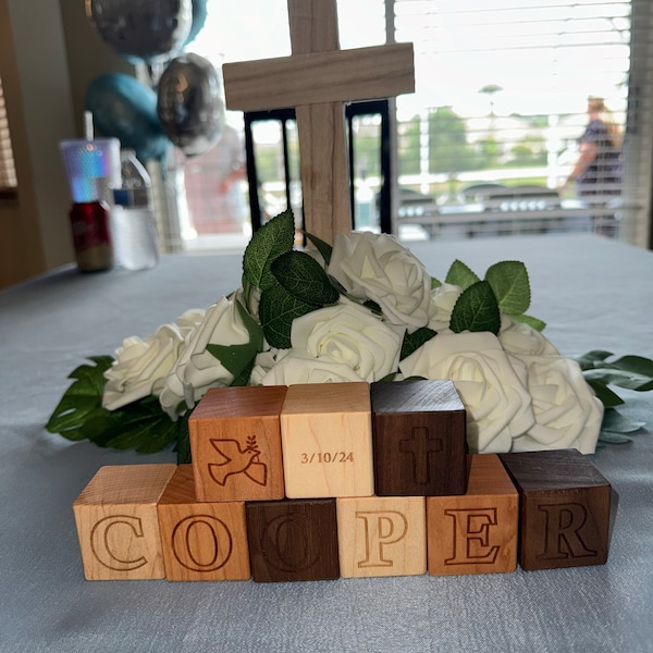 BAPTISM NAME BLOCKS - Personalized Baby or Child's Christening or ...