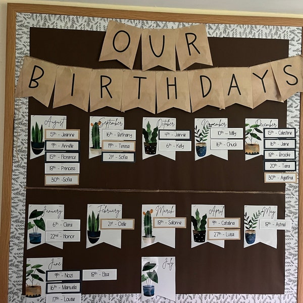 Modern Boho Plants Birthday Display | Rustic Boho Classroom Decor ...