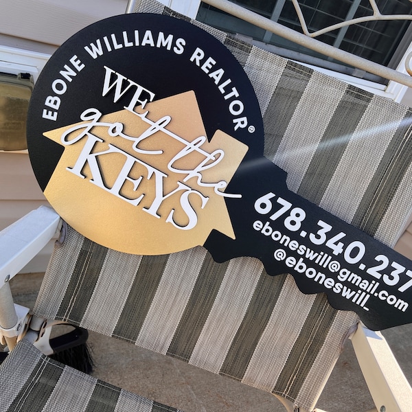 We Got the Keys Gold Key Sign, Realtor Closing Custom, Sold Real Estate ...