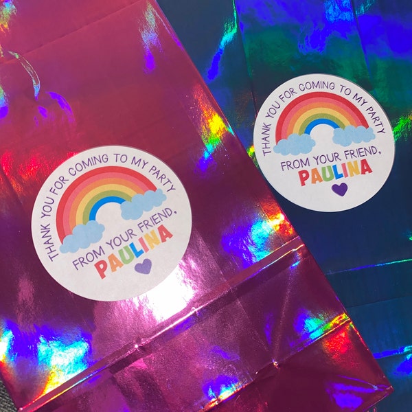 Personalized Birthday Stickers, Rainbow Happy Birthday, Thank You ...