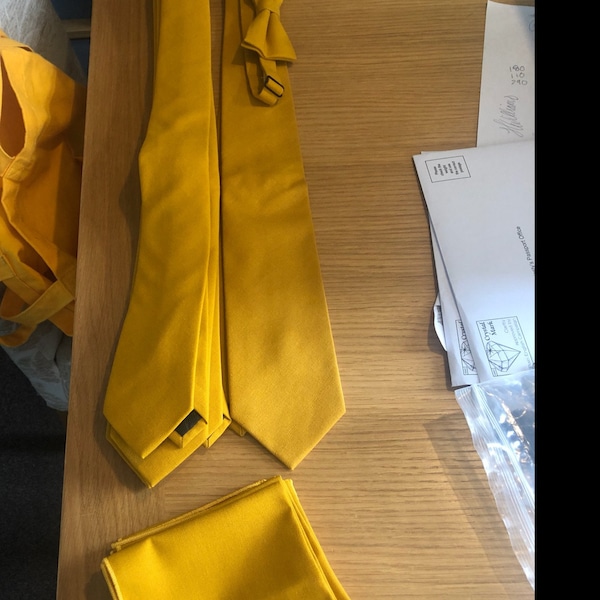 Marigold Ties - Mens Mustard Yellow Line Ties. Kids and Men Sizes ...