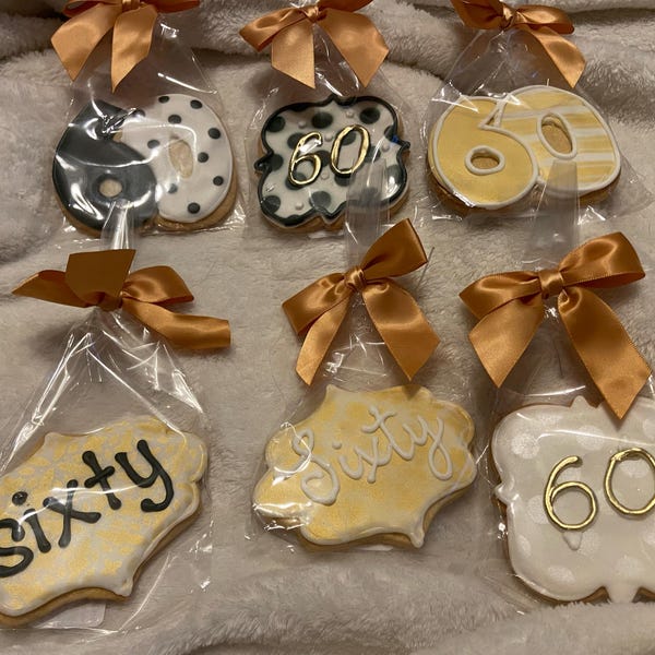Happy Birthday Custom Number Cookies Set of 6 Crunchy Shortbread ...