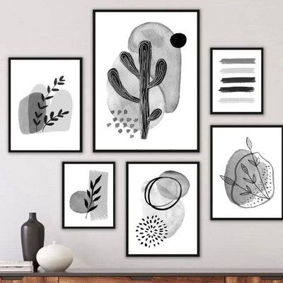Black and White Wall Art Prints Abstract Boho Wall Decor Poster ...