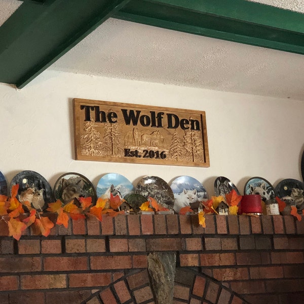 Custom Wolf Gift | Wolf Wall Art | Personalized Wood Wolves Sign ...