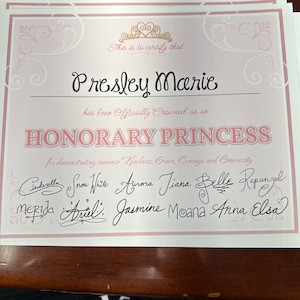 Personalized Princess Certificate, Party Favor (digital Download) - Etsy