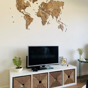 New Home Gift, Wood Wall World Map, Room Decor Aesthetic, Traveler Gift ...