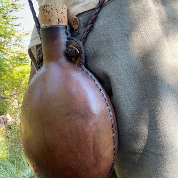 850 Ml Leather Bottle Leather Flask Aluminum/leather LARP Brown - Etsy