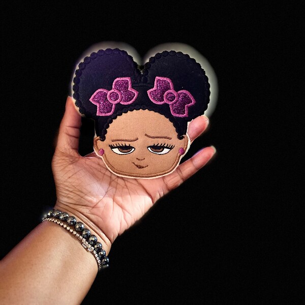 Afro Puffs Embroidered Embroidered Patch - Little Girl Patch - Bossy Girl Patch - African ...