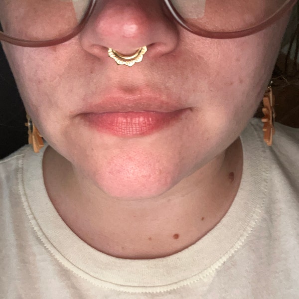 Stacked Septum Ring, Lotus Septum Hoop, 16g Septum Clicker Ring, 18K ...