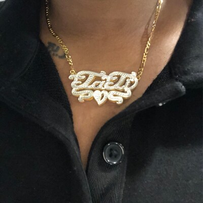 Double Name Plate Name Plate Name Necklace Nameplate Gift Free Shipping ...