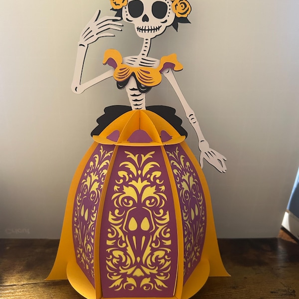 Catrina Lantern Template SVG, Day of the Dead Lantern, DIY Halloween ...