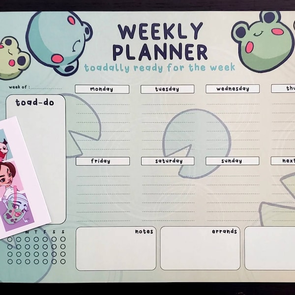 Frog Weekly Planner, Froggy Memopad, Frog Stationery, Kawaii Notepad ...