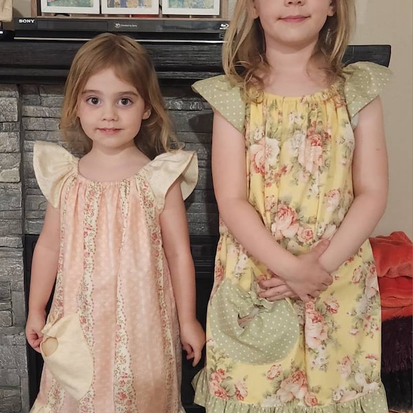 Angel Sleeve Top or Dress Sewing Pattern by Whimsy Couture Nb-12 Girls ...