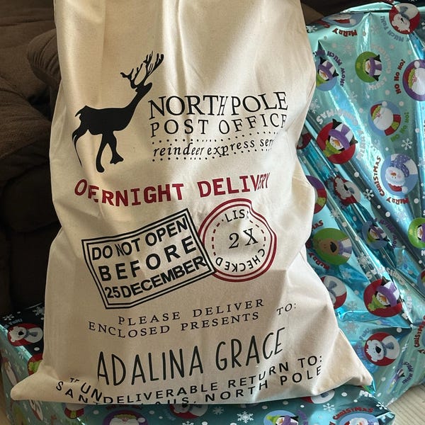 Jumbo Santa Bag, Oversized Santa Sack, Christmas Gift Bag, Personalized ...