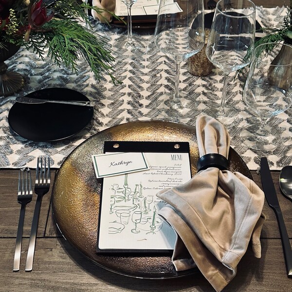 Green Tablescape Dinner Menu Card Canva Template, Custom Wedding Menu ...