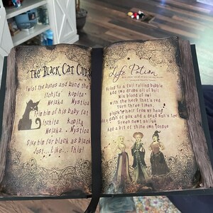Black Cat Curse and Life Potion Spell Book, Hocus Pocus Inspired - Etsy