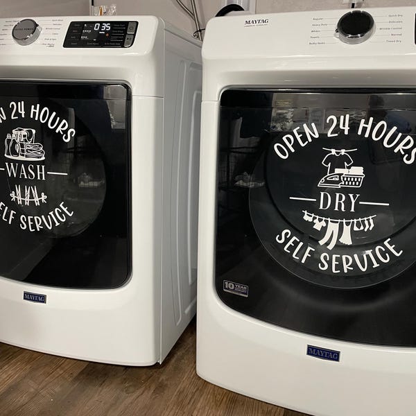 Wash Dry Decals Laundry Room Decor Washer Dryer Stickers Farmhouse ...