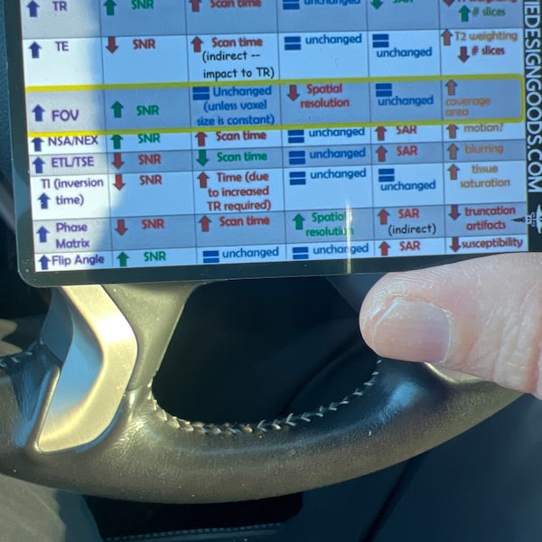 MRI Quick Reference Card / Cheat Sheet Card - Beginner, Student, Tech ...