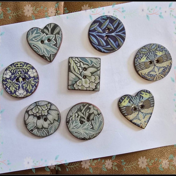 Set of 8 William Morris Design, Medium 22mm (approx 3/4 Inch), Handmade ...