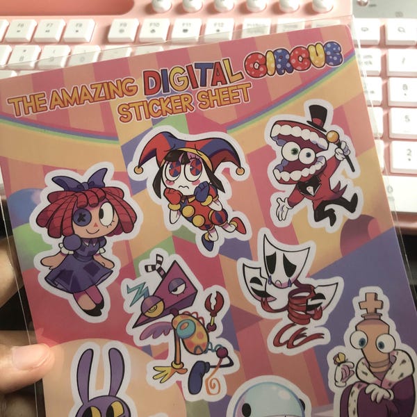 The Amazing Digital Circus TADC Die Cut Vinyl Sticker Sheet - 6.5" X 5. ...