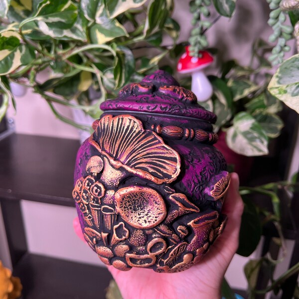 Mushroom Urn, Memorial Pet Urn, Small Keepsake Jar for Human Ashes ...