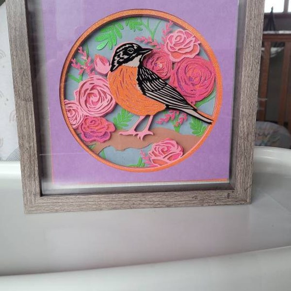 3d Robin Shadow Box Svg, 3d Layered Svg, 3d Shadow Box Svg, Cottagecore ...