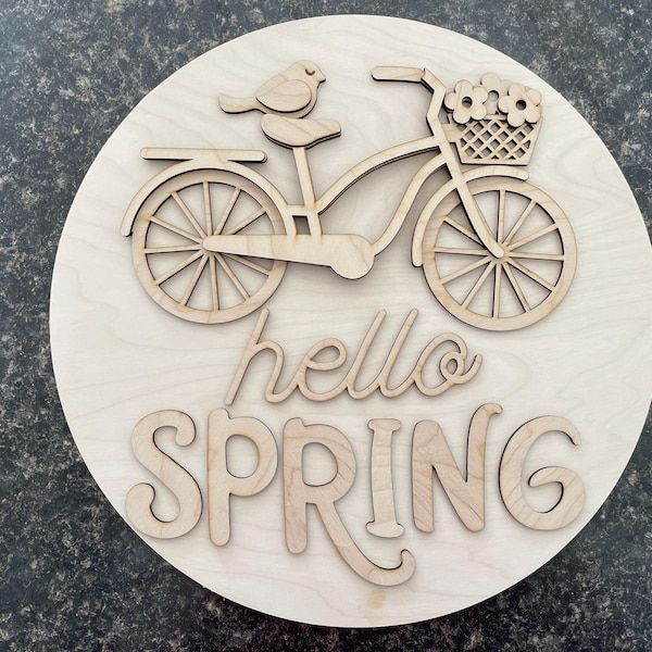 Hello Spring Bicycle Bird Flower Sign, Digital Download, SVG Laser Cut ...