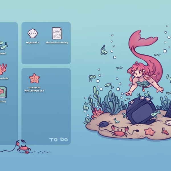 Mermaid Underwater Computer Desktop Theme Background Wallpaper ...