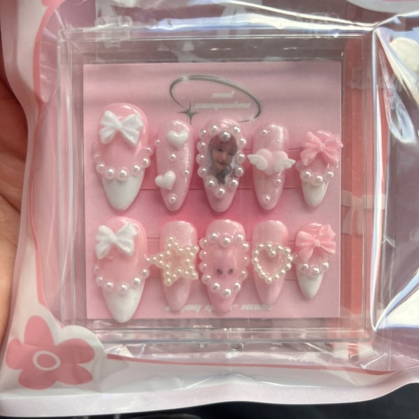 ATEEZ ANITEEZ Aesthetic Press on Nails Kpop Nails Coquette Nails Almond ...