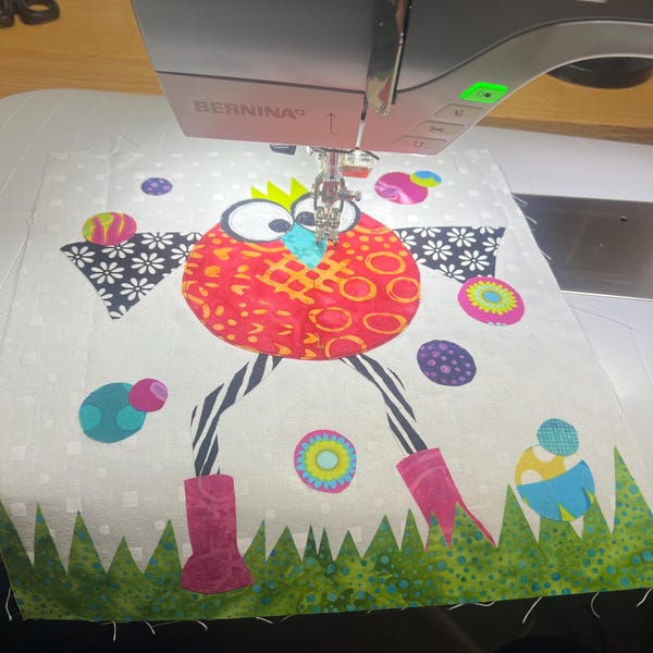 Razbeca Happy Birds - PDF Download Mini Quilt Applique Page - Raw Edge ...