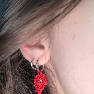 925 Red String Earring, Sterling Silver Red Luck Earring, Good Luck ...