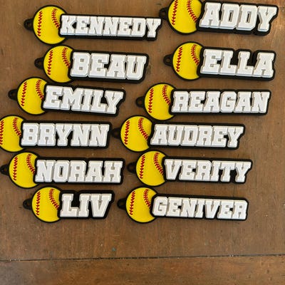 Softball Bag Tag, Personalized Softball Keychain, Custom Softball Name ...
